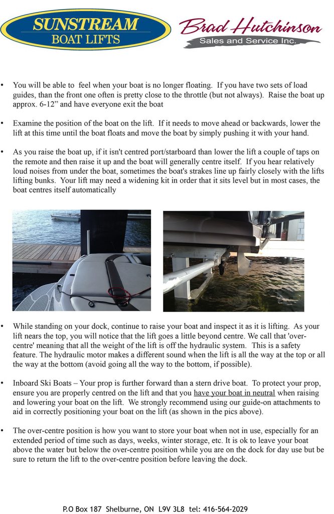 Owner's Section | Sunstream Boat Lifts | Brad Hutchinson